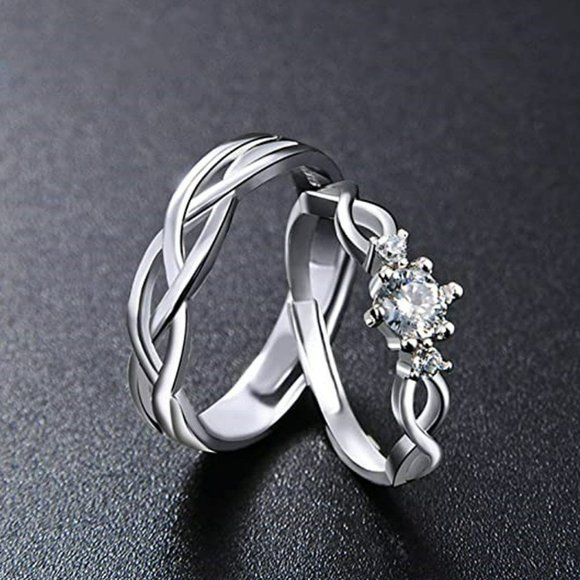 Jewelry | 2pcs Sterling Silver Love Intertwined Matching Couple Rings ...